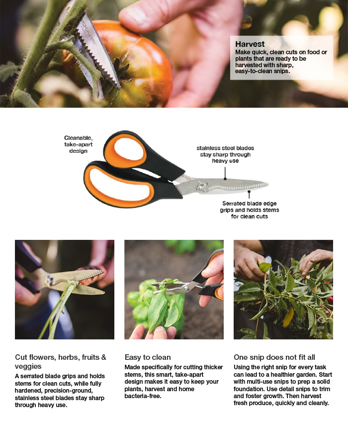 Fiskars 8 in Garden Pruning Shears, Stainless Steel Serrated Blade with Take-apart Design and ...
